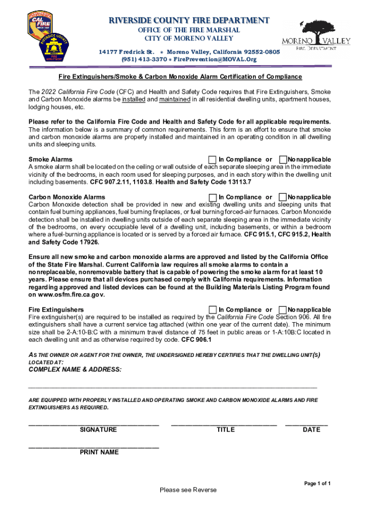 Fillable Online ci moreno-valley ca Multi-Family Pre-Fire Inspection ...