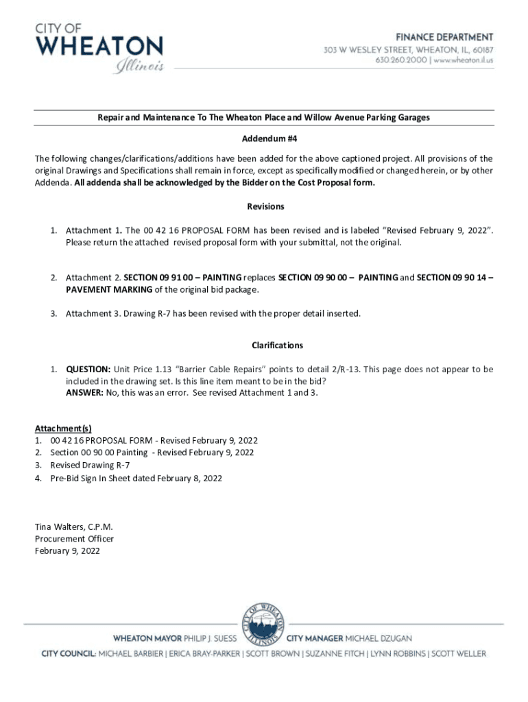 Fillable Online wheaton il Repair and Maintenance To The Wheaton Place and Willow Avenue ... Fax ...