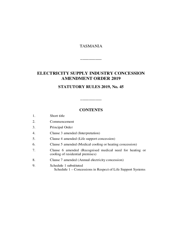 Fillable Online Electricity Supply Industry Concession Amendment Order ...