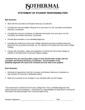 Fillable Online Statement of Student Responsibilities - Bursar's Office ...