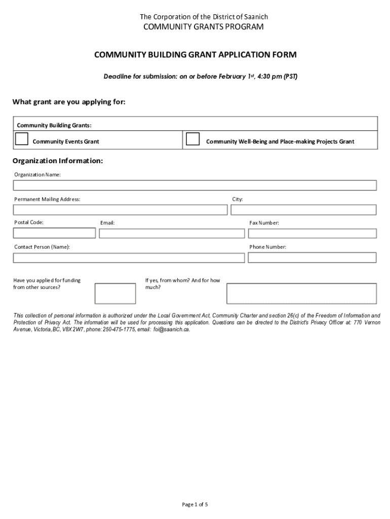 Fillable Online Community Building Grants Application Form Fax Email Print - pdfFiller