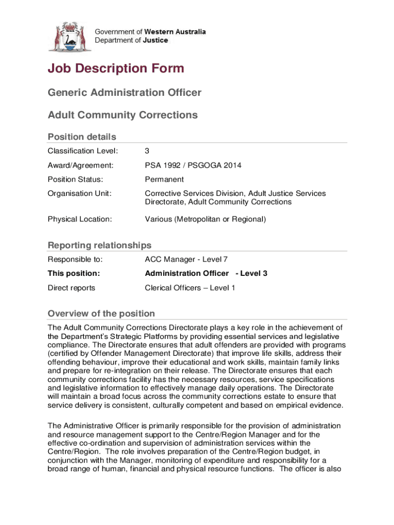 Fillable Online Job Description Form (JDF) Level 3 template. A template ...