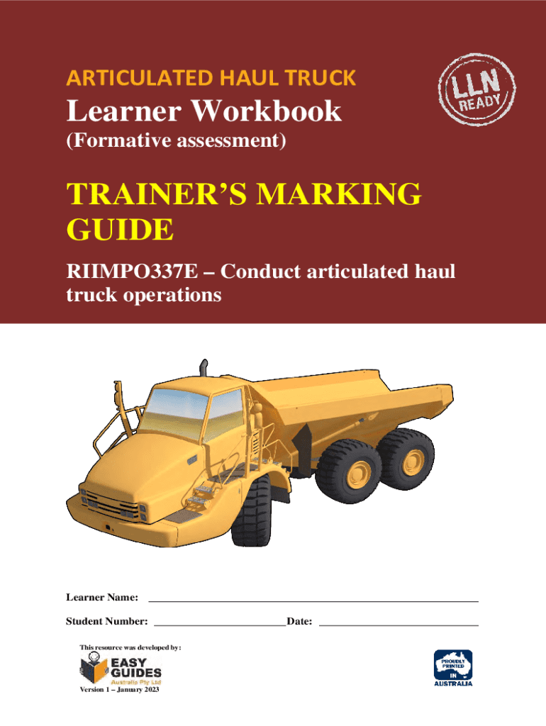 Fillable Online Articulated haul truck Learner Workbook-Trainer's ...
