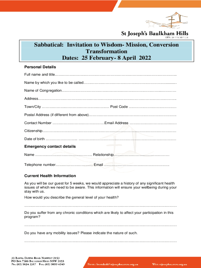 Fillable Online Invitation to Wisdom 2022 Application Form Fax Email ...