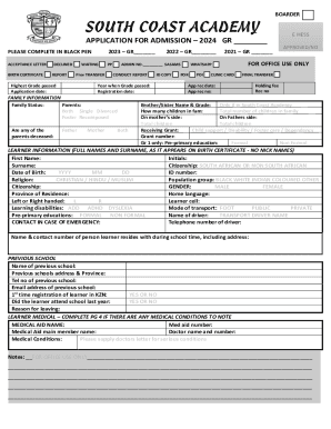 Fillable Online 2023-2024 Academic Year Application Form Fax Email ...