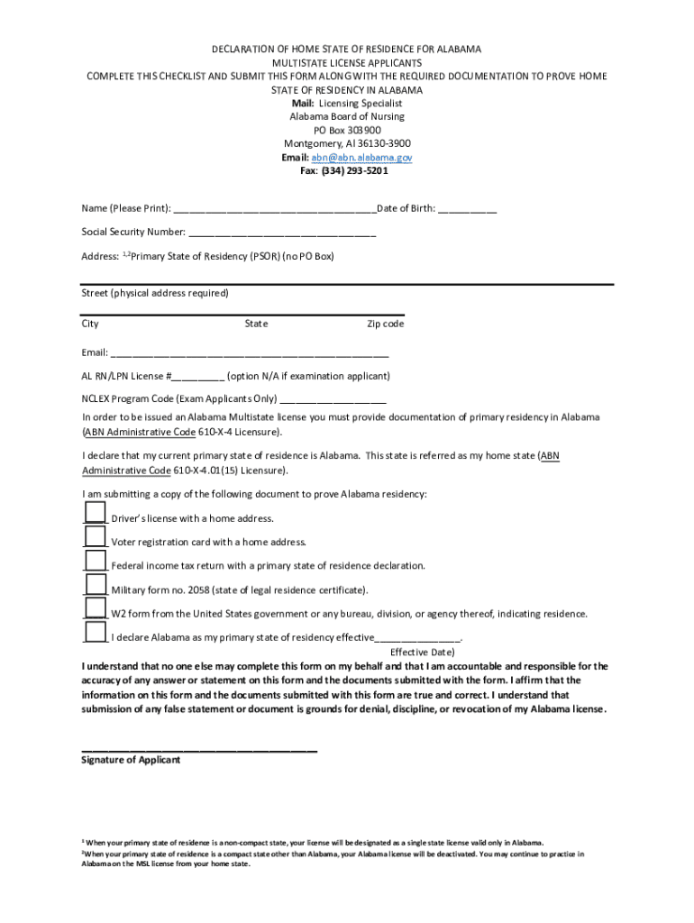 Fillable Online Application for Certification of Residence in the State ...