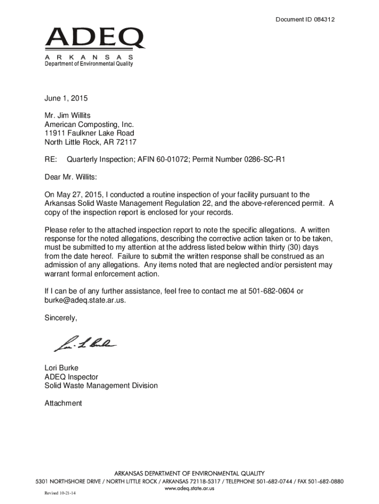 Fillable Online Mr. Jim Willits American Composting, Inc. 11911 ...