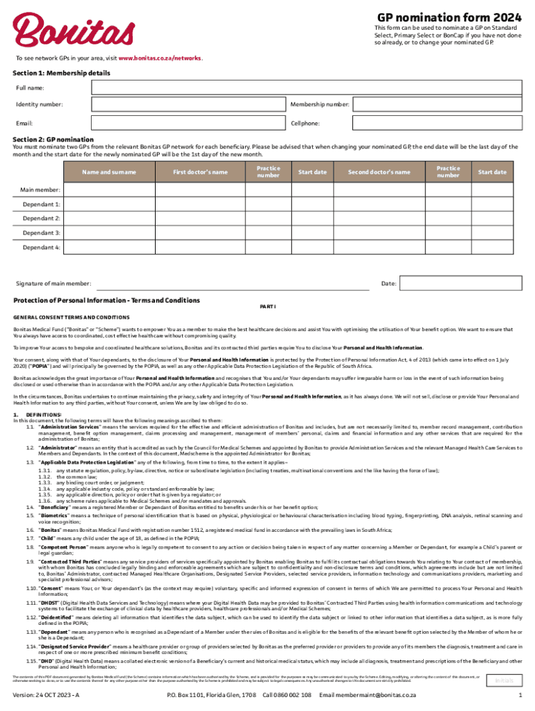 Fillable Online GP Nomination form Fax Email Print - pdfFiller