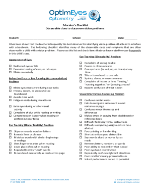 Fillable Online Educator's Checklist of Observable Clues to Classroom ...