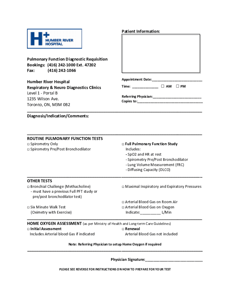 Fillable Online Pulmonary Function Test: Purpose, Procedure & Results ...