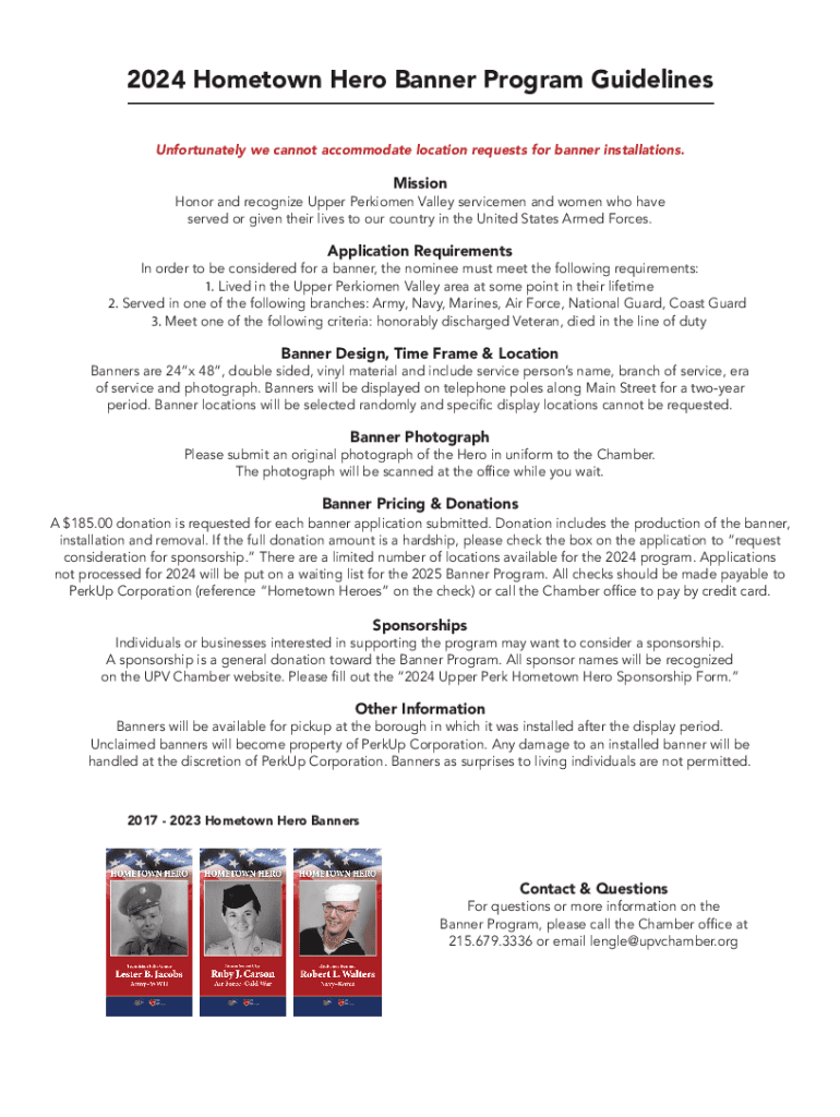 Fillable Online Hometown Heroes Banner Project Black Brook & Jay Fax ...