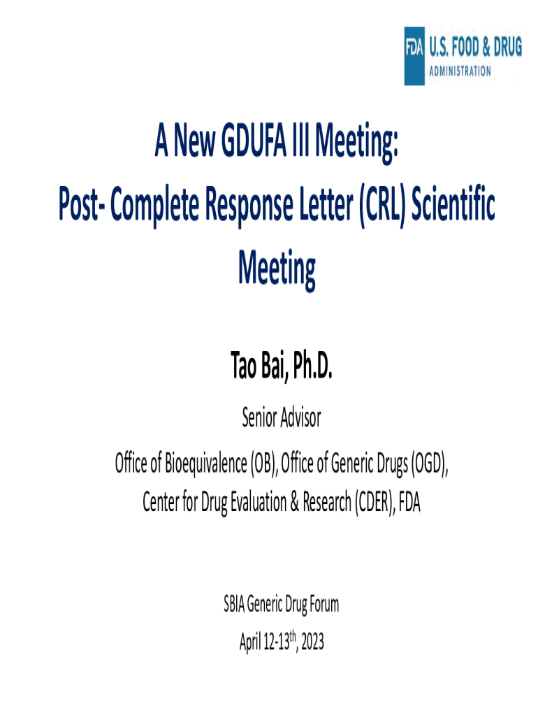 Fillable Online GDUFA III Raises Hopes for Surprise PSG Issuance or ...