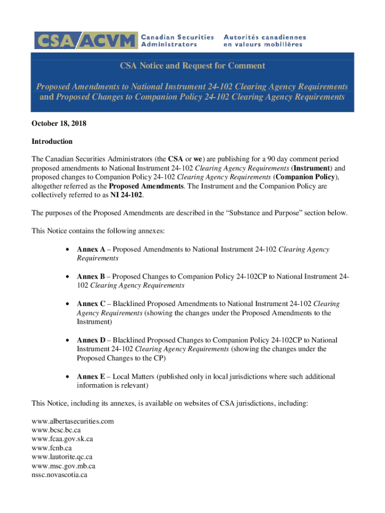 Fillable Online CSA Notice and Request for Comment Proposed Amendments ...