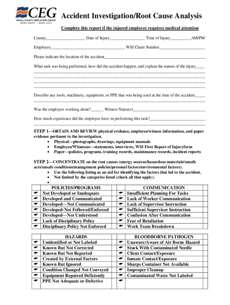 Fillable Online Accident Investigation Root Cause Form.doc Fax Email Print - pdfFiller