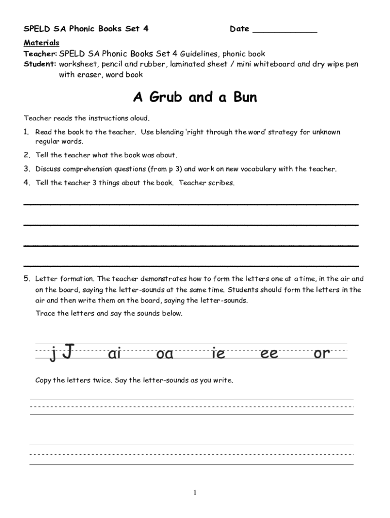Fillable Online Instructional Handbook: SET 4Book 3A grub and a bun Fax ...