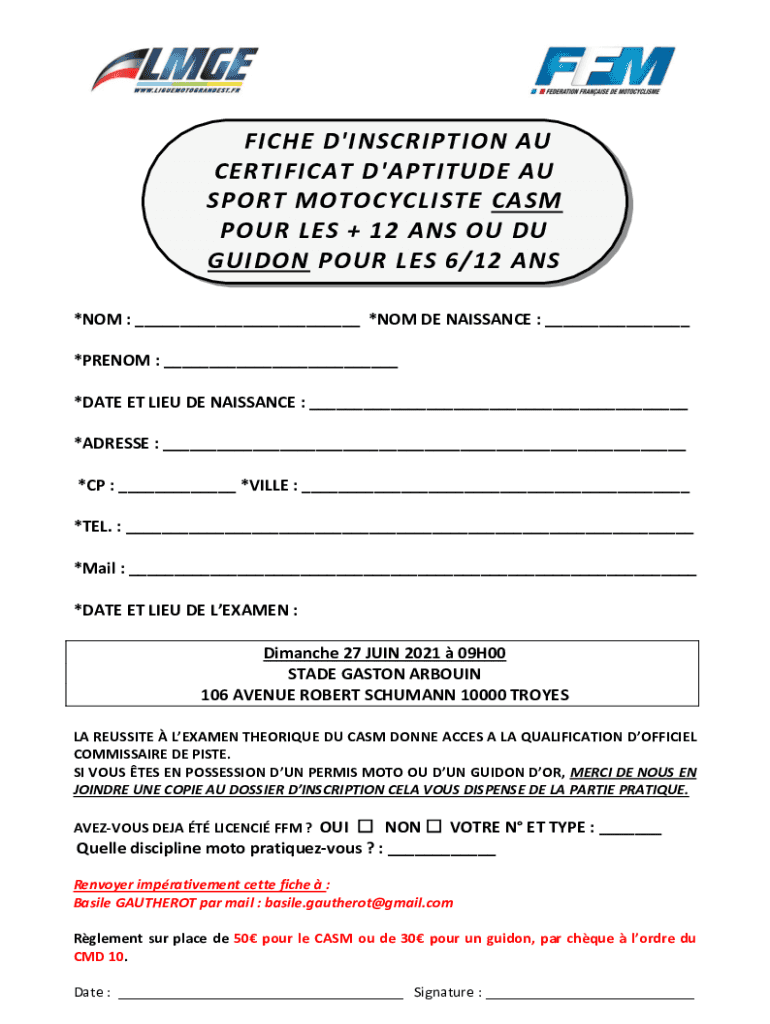 Remplissable En Ligne Demande d'inscription pour l'examen au Certificat ...