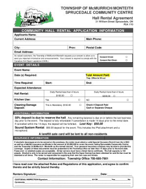 Fillable Online community hall rental application information Fax Email ...