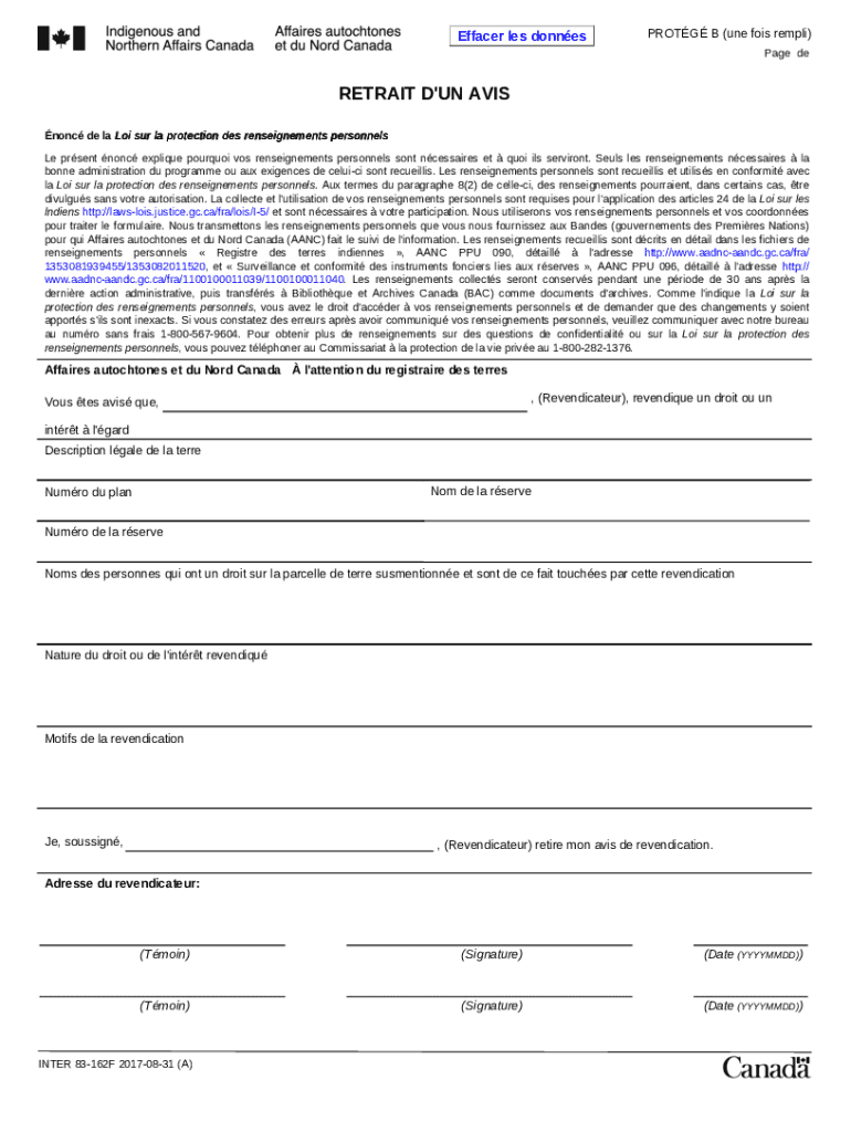 Fillable Online RETRAIT D'UN AVIS. RETRAIT D'UN AVIS -INTER-81-162F Fax ...