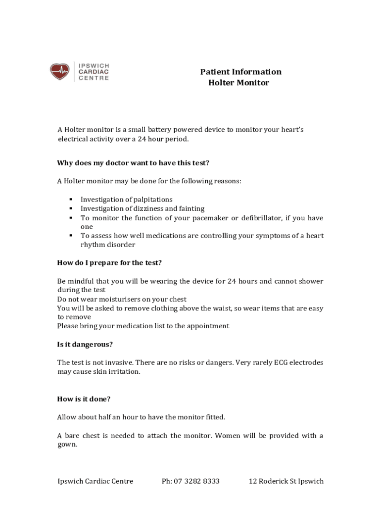 Fillable Online 24 hour Holter monitor Fax Email Print - pdfFiller
