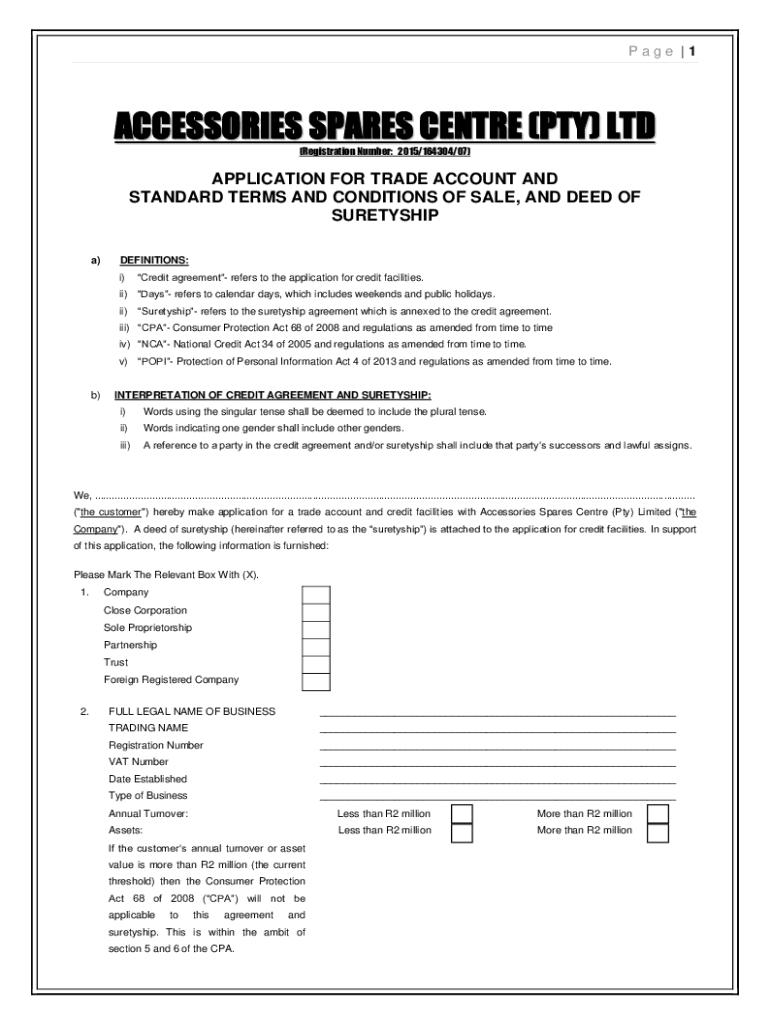 Fillable Online Trade Account Application Form (page 1 of 2) Fax Email ...