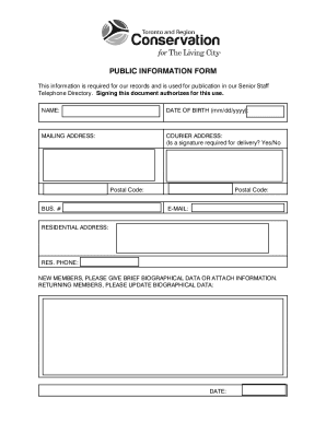 Fillable Online PUBLIC INFORMATION FORM Fax Email Print - pdfFiller