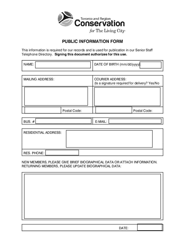 Fillable Online PUBLIC INFORMATION FORM Fax Email Print - pdfFiller