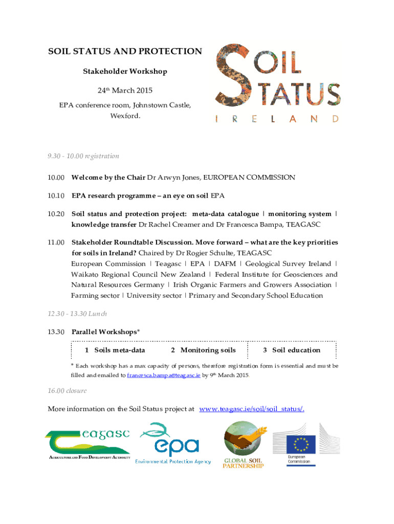 Fillable Online Soil Status workshop agenda and registration form Fax ...