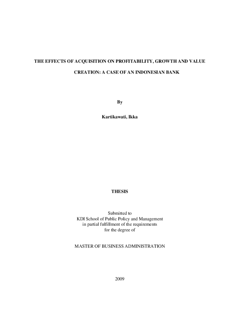 Fillable Online archives kdischool ac the effects of acquisition on profitability, growth and ...