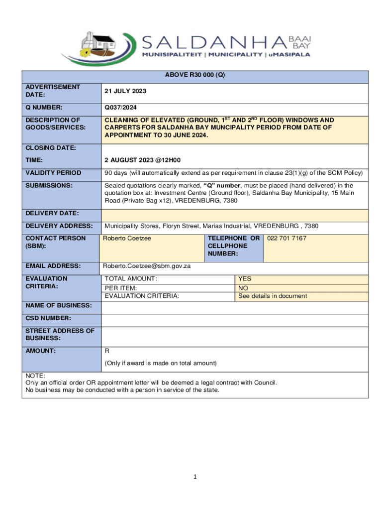 Fillable Online sbm gov CLEANING OF ELEVATED (GROUND, 1ST AND 2ND FLOOR ...