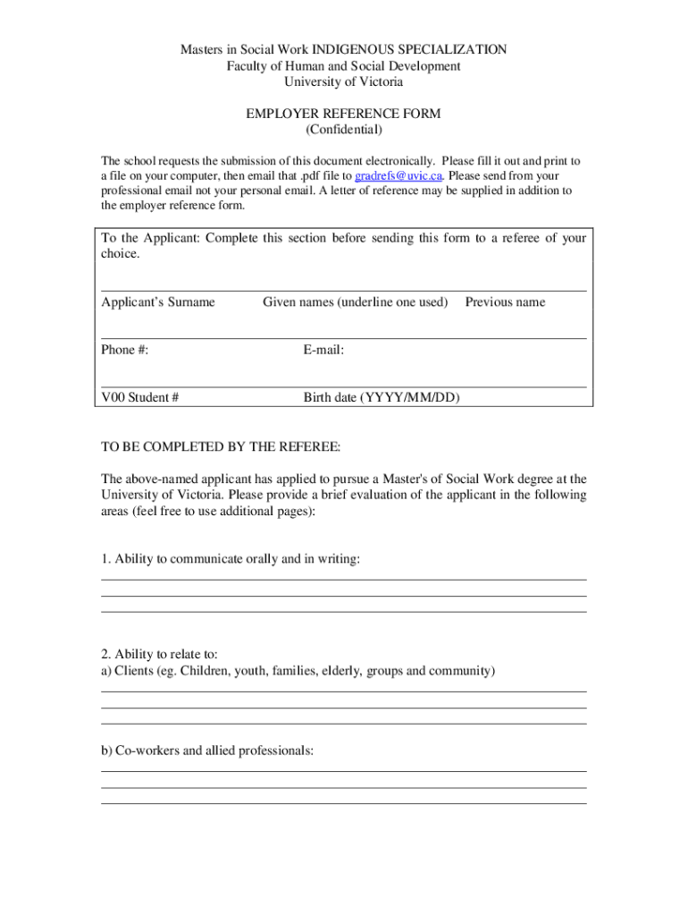 Fillable Online MSW Indigenous specialization - Application information ...