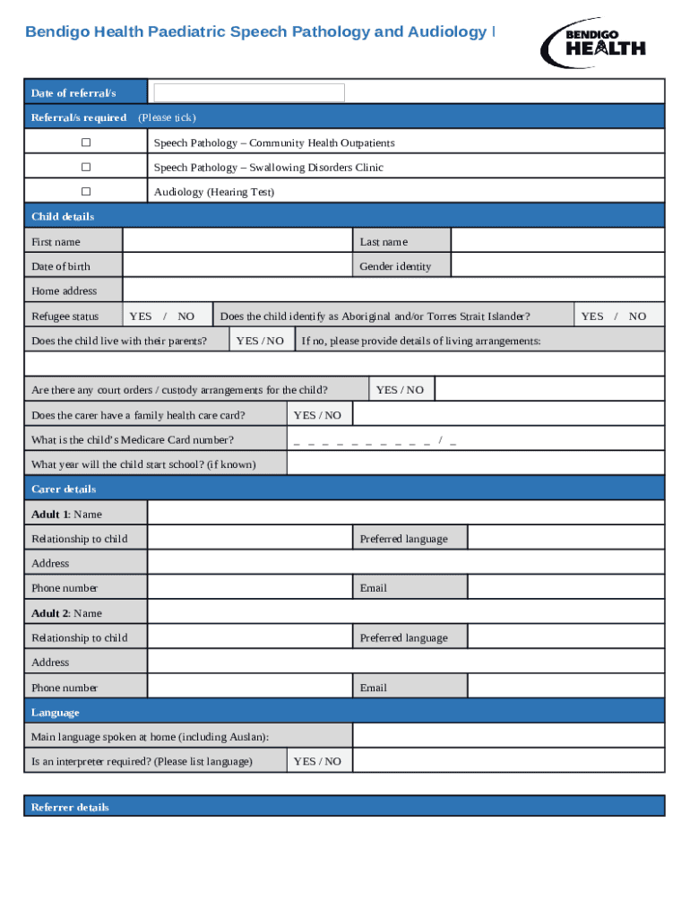 Audiology & Speech PathologyChildren's Hospital MI Doc Template | pdfFiller