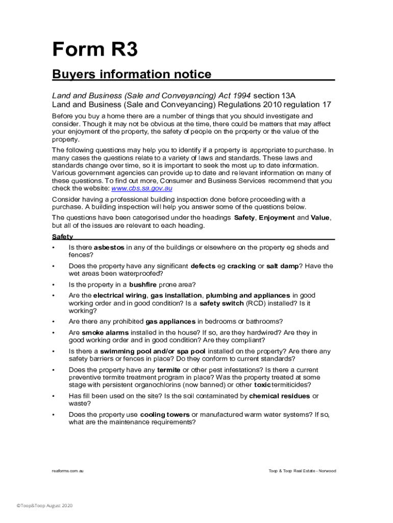 Fillable Online Land and Business (Sale and Conveyancing)Regulations ...