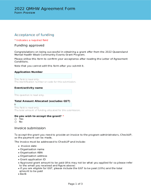 Fillable Online 2022 QMHW Agreement Form Fax Email Print - pdfFiller