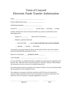electronic funds transfer authorization a.2... Doc Template | pdfFiller