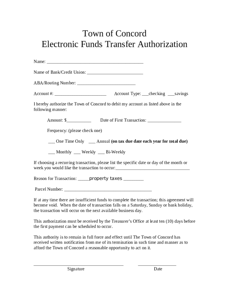 electronic funds transfer authorization a.2... Doc Template | pdfFiller