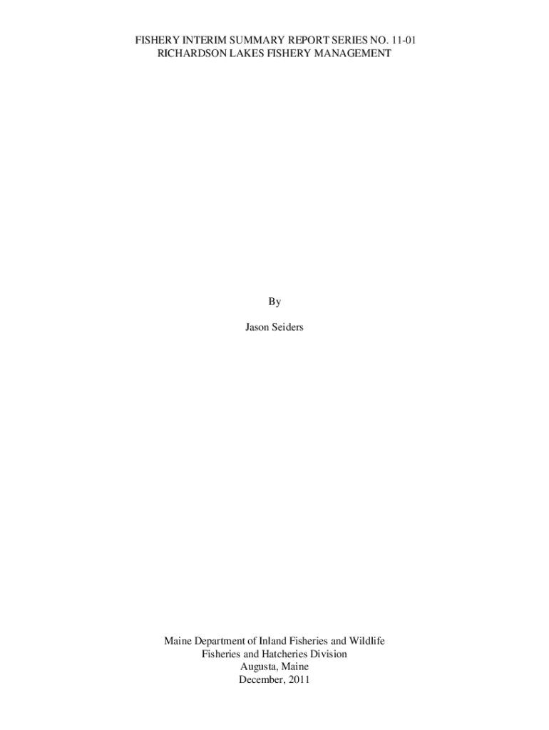 Fillable Online FISHERY INTERIM SUMMARY REPORT SERIES NO Fax Email ...