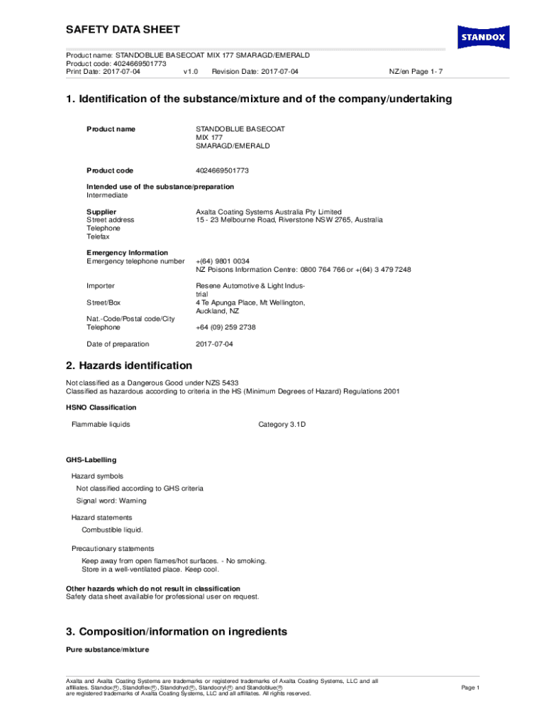 Fillable Online Safety Data Sheet. WBC Yellow Shade Green Fax Email Print - pdfFiller