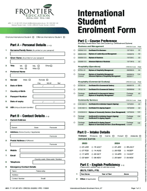 Fillable Online 20230816FE International Student Enrolment Form V7 Fax Email Print - pdfFiller