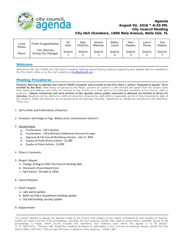 Fillable Online Farewell to Mayor Lydia Pisano!Take a moment to listen ...