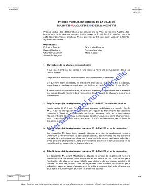 Remplissable En Ligne Procs-verbal des dlibrations du conseil de la Ville de Sainte-Agathe ...