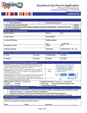 Fillable Online Storefront Use Permit Application Fax Email Print ...