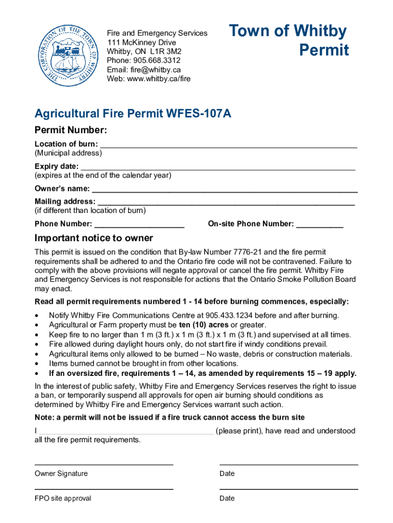 Fillable Online Whitby Fire Department Headquarters, 111 McKinney Dr ...