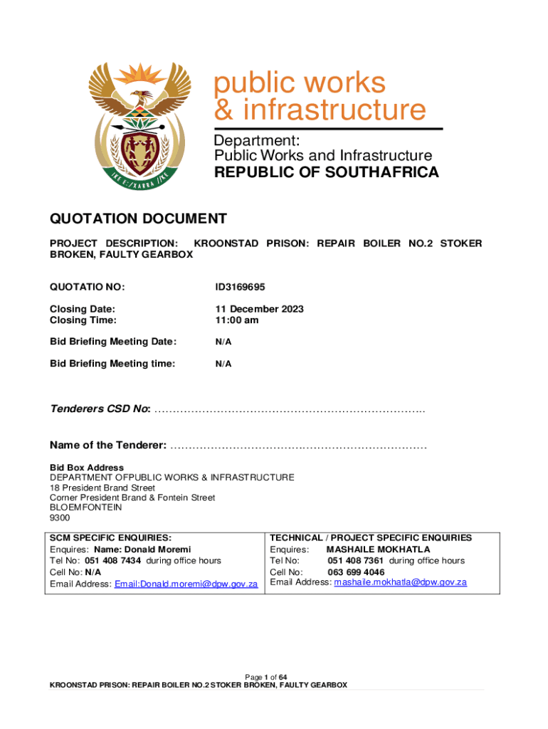 Fillable Online DEPARTMENT OF PUBLIC WORKS AND ... Fax Email Print ...