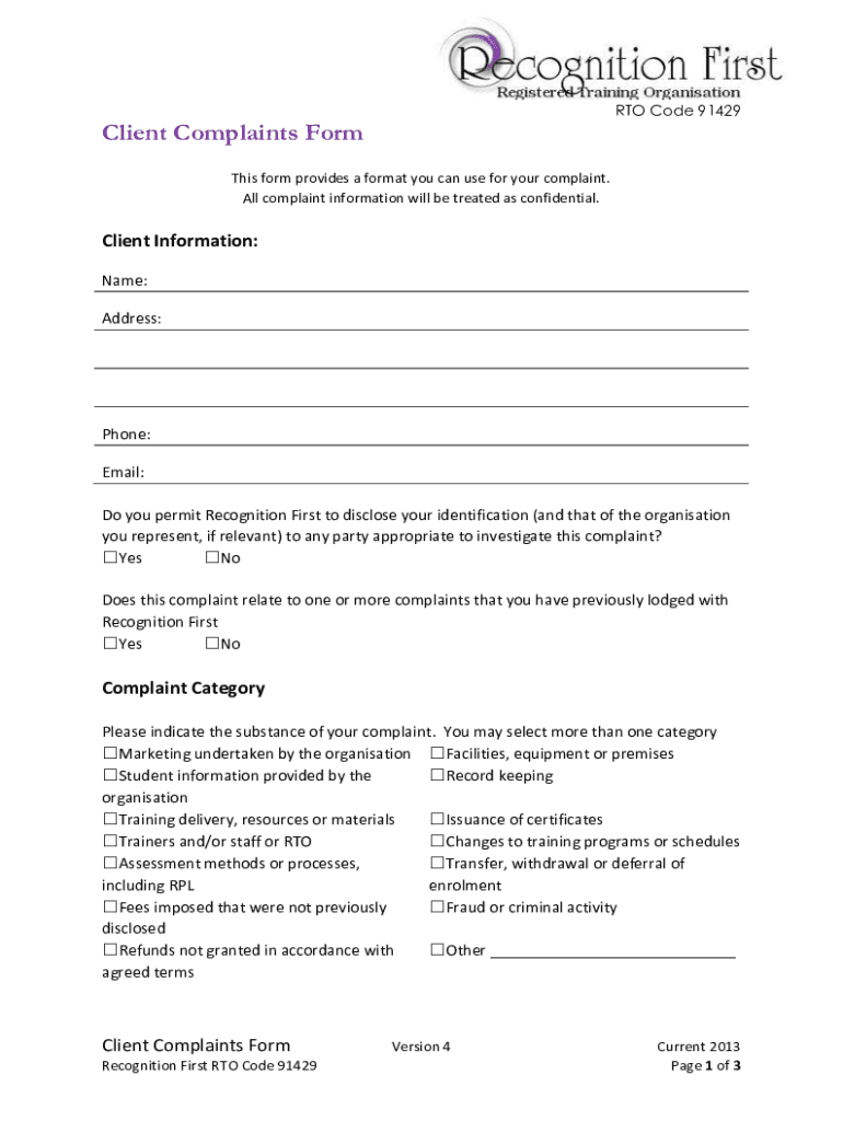 Fillable Online Independent Accountability Mechanism Complaint Form Fax ...