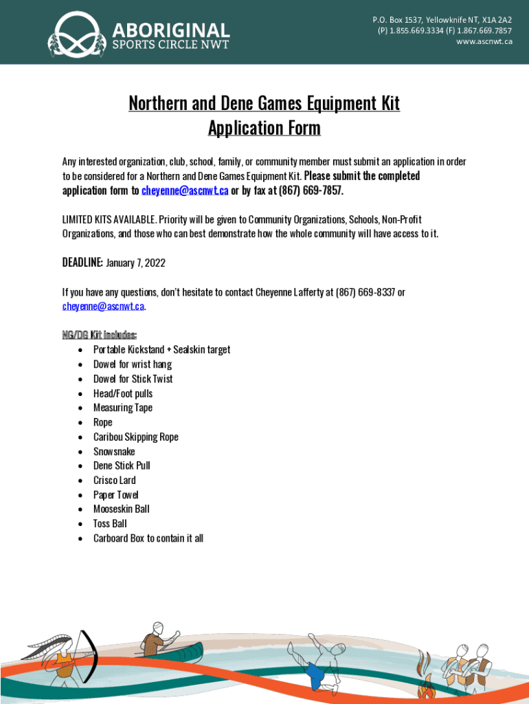 Fillable Online Northern and Dene Games Equipment Kit - Application Fax ...