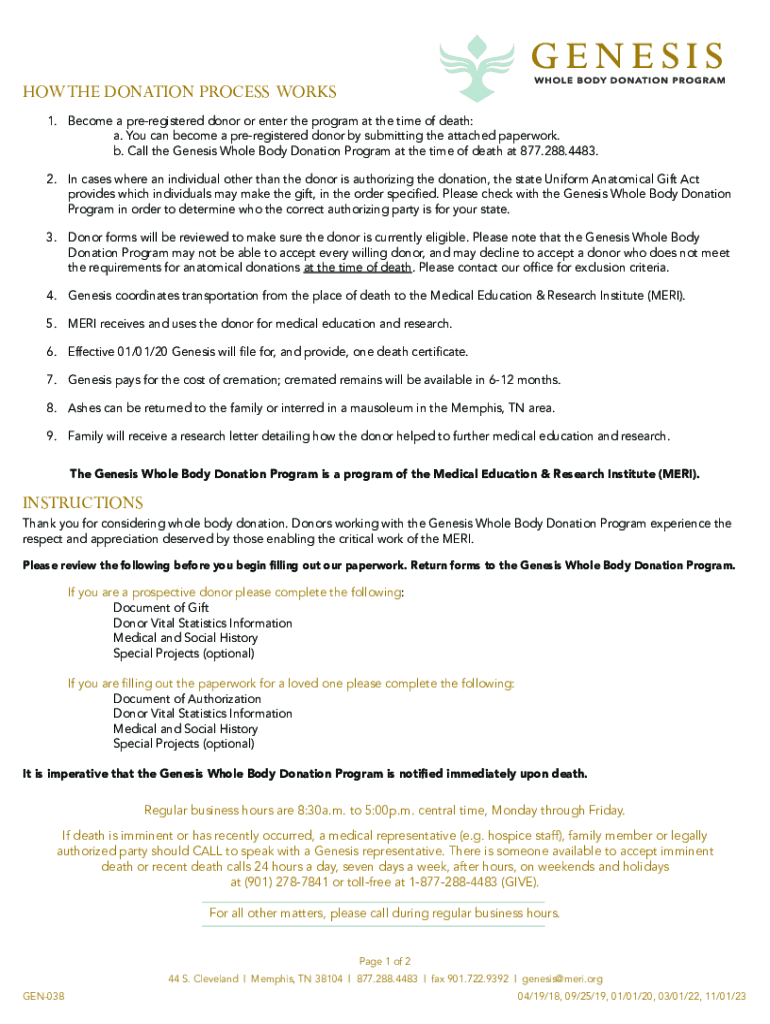 Fillable Online HOW THE DONATION PROCESS WORKS INSTRUCTIONS Fax Email ...