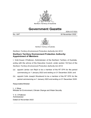 Fillable Online nt gov northern territory of australia environment ...