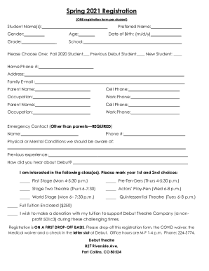 Fillable Online (ONE registration form per student) Fax Email Print ...