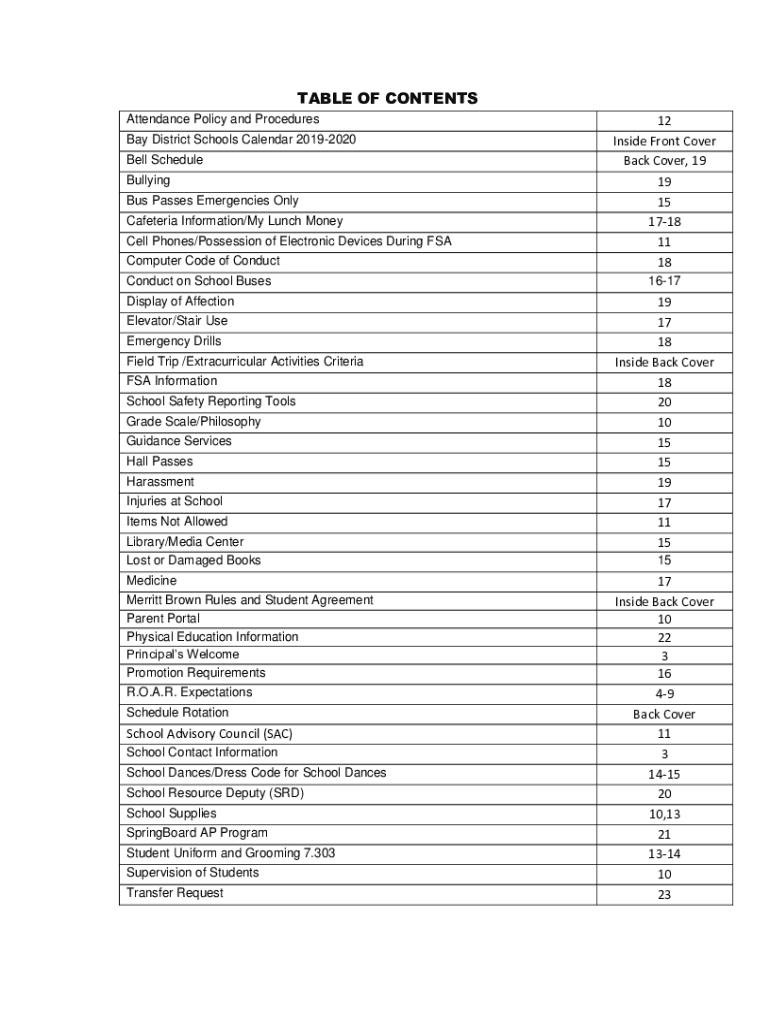 Fillable Online TABLE OF CONTENTS - Merritt Brown Middle School Fax ...