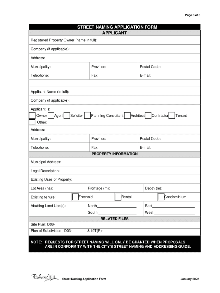 Fillable Online D.A.21.013 Request for ApprovalPrivate Street Naming ...
